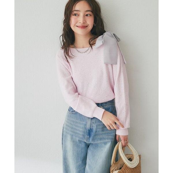 ZOZO問い合わせ番号:103816290ショップ:La boutique BonBon，ラブティックボンボンブランド:La boutique BonBon，ラブティックボンボン商品名:【最強着映え】ブークレスパンコールオフショルリボンニッ...