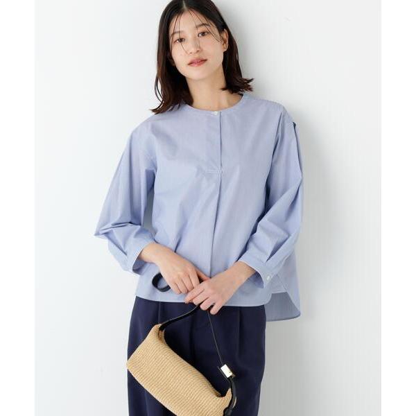 ZOZO問い合わせ番号:103817646ショップ:human woman，ヒューマンウーマンブランド:human woman，ヒューマンウーマン商品名:◆【ウォッシャブル】綿ポリエステル先染ノーカラーブラウスカテゴリ:トップス>シャ...