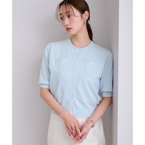 ZOZO問い合わせ番号:103817981ショップ:ur's，ユアーズブランド:ur's，ユアーズ商品名:UVケア/抗ピル胸ポケットハーフスリーブニットカーディガンカテゴリ:トップス>カーディガン/ボレロブランド品番:BHXU2098...