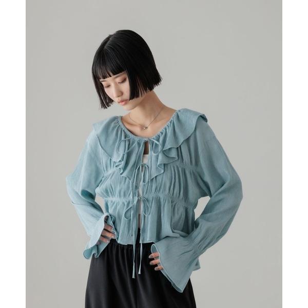 ZOZO問い合わせ番号:103819337ショップ:LOWRYS FARM，ローリーズファームブランド:LOWRYS FARM，ローリーズファーム商品名:ヨウリュウシャーリングフリルブラウス　638495カテゴリ:トップス>シャツ/ブ...