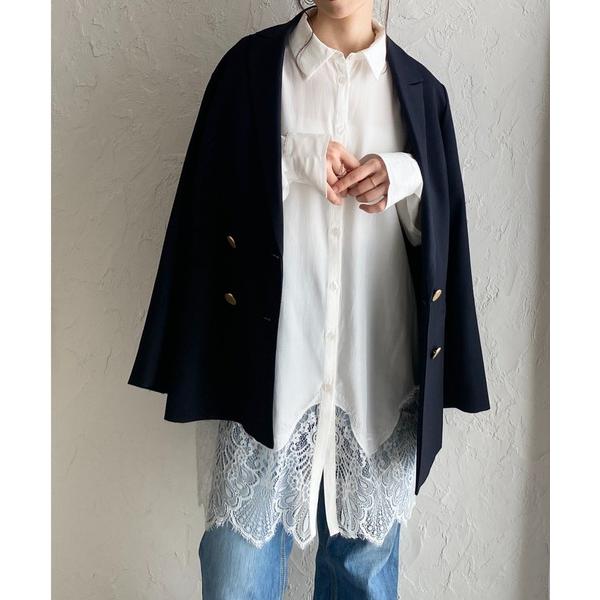 『タイムセール実施中』ZOZO問い合わせ番号:103819587ショップ:wears，ウェアーズブランド:She's Closet，シーズクローゼット商品名:長袖 裾レースドッキング ロングシャツ ブラウスカテゴリ:トップス>シャツ/...