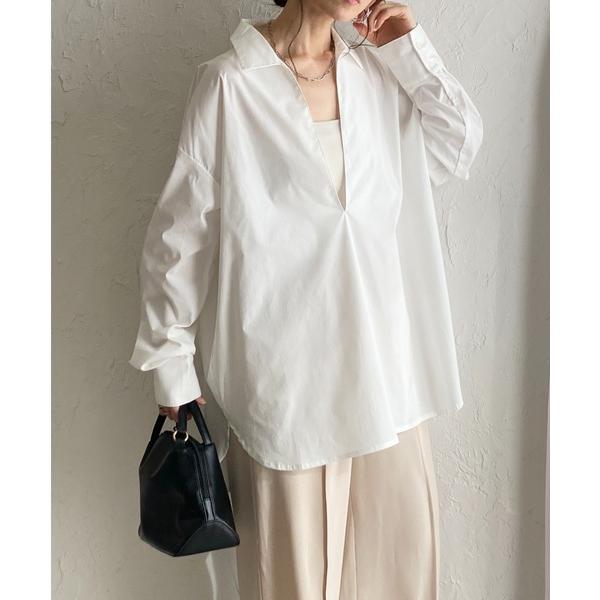 『セール実施中』ZOZO問い合わせ番号:103819589ショップ:wears，ウェアーズブランド:She's Closet，シーズクローゼット商品名:深Vネック長袖オーバーサイズ スキッパーシャツブラウスカテゴリ:トップス>シャツ/...