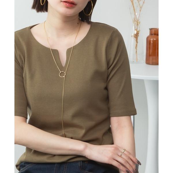 ZOZO問い合わせ番号:103819665ショップ:bflat，ビーフラットブランド:aity，アイティ商品名:M-4L キーネック コットン５分袖Tシャツカテゴリ:トップス>Tシャツ/カットソーブランド品番:ay0370008635...