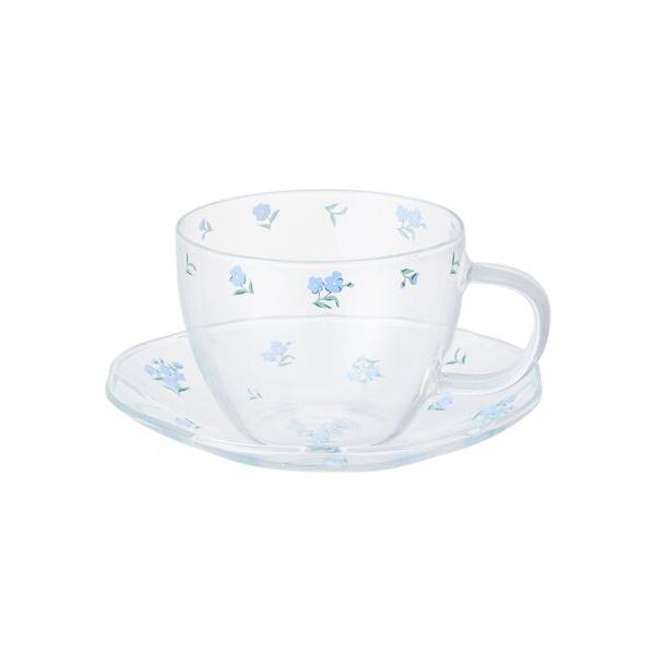 ZOZO問い合わせ番号:103856027ショップ:Francfranc，フランフランブランド:Francfranc，フランフラン商品名:フラワーガラス カップ＆ソーサー ブルー コーヒーカップ ティーカップ ガラス 花柄カテゴリ:食器/キ...