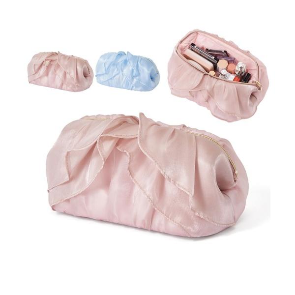 ZOZO問い合わせ番号:103856064ショップ:Francfranc，フランフランブランド:Francfranc，フランフラン商品名:オーガンジーフラワー ワイヤーポーチ ピンク ポケット付き 化粧ポーチ コスメ収納カテゴリ:財布/小物...