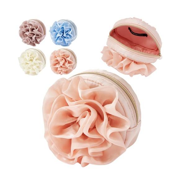 ZOZO問い合わせ番号:103856073ショップ:Francfranc，フランフランブランド:Francfranc，フランフラン商品名:オーガンジーフラワー ミニポーチ オレンジ 化粧ポーチ コスメ収納 コンパクトカテゴリ:財布/小物&g...
