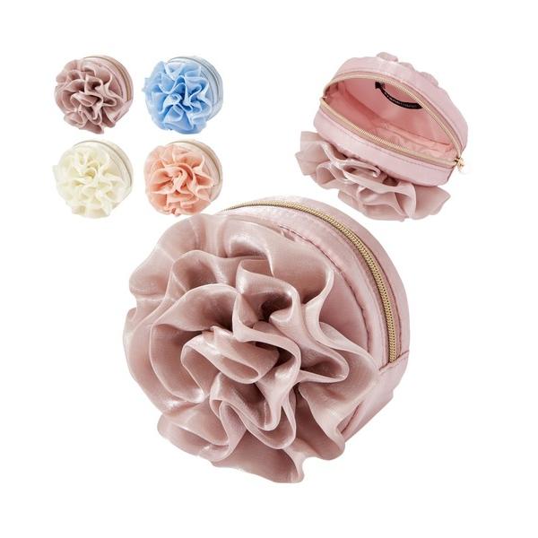 ZOZO問い合わせ番号:103856075ショップ:Francfranc，フランフランブランド:Francfranc，フランフラン商品名:オーガンジーフラワー ミニポーチ ピンク 化粧ポーチ コスメ収納 コンパクトカテゴリ:財布/小物&gt...