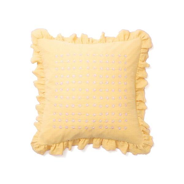 ZOZO問い合わせ番号:103856084ショップ:Francfranc，フランフランブランド:Francfranc，フランフラン商品名:EMBフラワーフリル クッションカバー 450×450 イエロー×ピンク（C-004）カテゴリ:インテ...