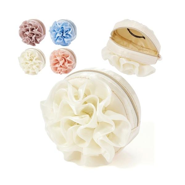 ZOZO問い合わせ番号:103856095ショップ:Francfranc，フランフランブランド:Francfranc，フランフラン商品名:オーガンジーフラワー ミニポーチ アイボリー 化粧ポーチ コスメ収納 コンパクトカテゴリ:財布/小物&...