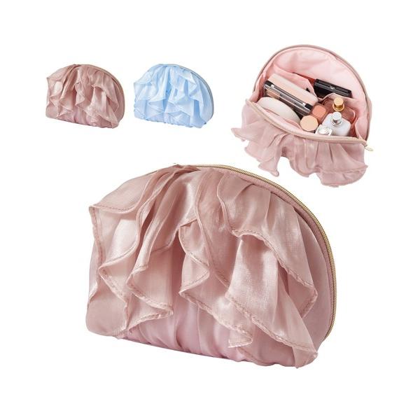 ZOZO問い合わせ番号:103856120ショップ:Francfranc，フランフランブランド:Francfranc，フランフラン商品名:オーガンジーフラワー ポーチ S ピンク ポケット付き 化粧ポーチ コスメ収納 コンパクトカテゴリ:財...