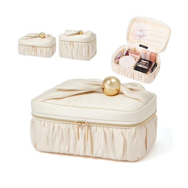 ZOZO問い合わせ番号:103856169ショップ:Francfranc，フランフランブランド:Francfranc，フランフラン商品名:パールブロッサム バニティポーチ S アイボリー 仕切り ポケット付き コスメボックス 化粧道具 収納...