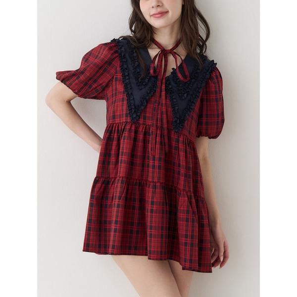 ZOZO問い合わせ番号:103857525ショップ:jouetie，ジュエティブランド:jouetie，ジュエティ商品名:ビッグカラーフレアミニワンピース チェック柄カテゴリ:ワンピース/ドレス>ワンピースブランド品番:0826203...