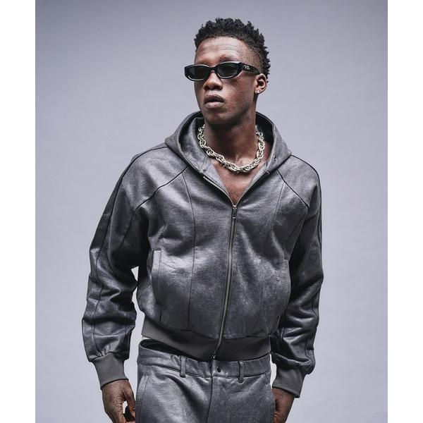 『タイムセール実施中』ZOZO問い合わせ番号:103858787ショップ:FTW，エフティーダブリューブランド:ANDER HUNK，アンダーハンク商品名:Leather Like Coated Zip-up Parker / レザーライク...