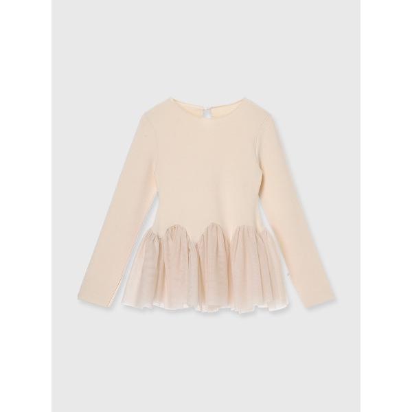 ZOZO問い合わせ番号:103858819ショップ:EIMY ISTOIRE，エイミーイストワールブランド:EIMY ISTOIRE，エイミーイストワール商品名:【PRE ORDER】チュールペプラムニットプルオーバーカテゴリ:トップス&g...