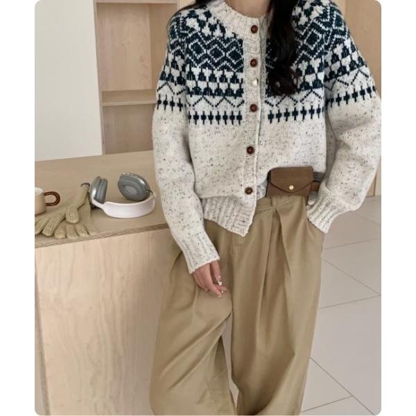 ZOZO問い合わせ番号:103860239ショップ:Bonjour Sagan，ボンジュールサガンブランド:I.O.E，アイオイ商品名:ノルディック柄 ニットカーディガンカテゴリ:トップス>カーディガン/ボレロブランド品番:IOE6F...