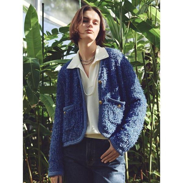 ZOZO問い合わせ番号:103896694ショップ:Mila Owen，ミラ オーウェンブランド:Mila Owen，ミラオーウェン商品名:ニットツイードジャケットカテゴリ:ジャケット/アウター>ノーカラージャケットブランド品番:09...