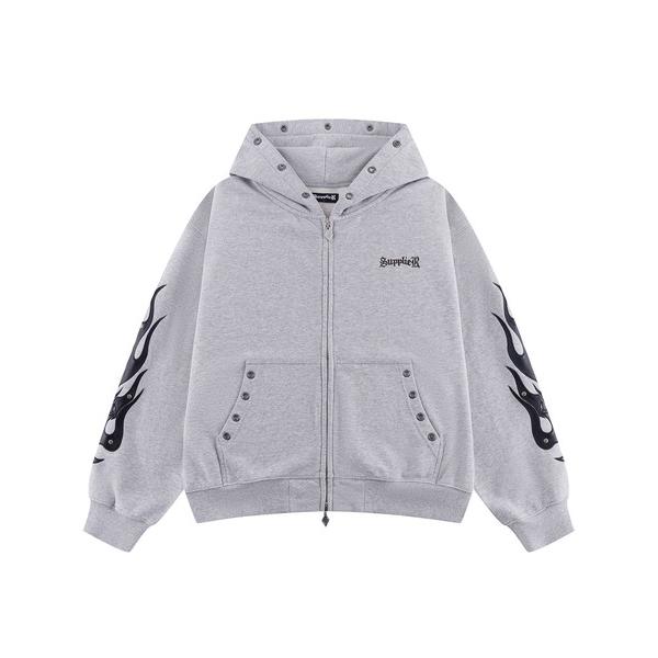 ZOZO問い合わせ番号:103900092ショップ:SUPPLIER，サプライヤーブランド:SUPPLIER，サプライヤー商品名:ジップフーディ｜Fire Tribal Leather Patch Zip Hoodie｜SUPPLIERカテ...