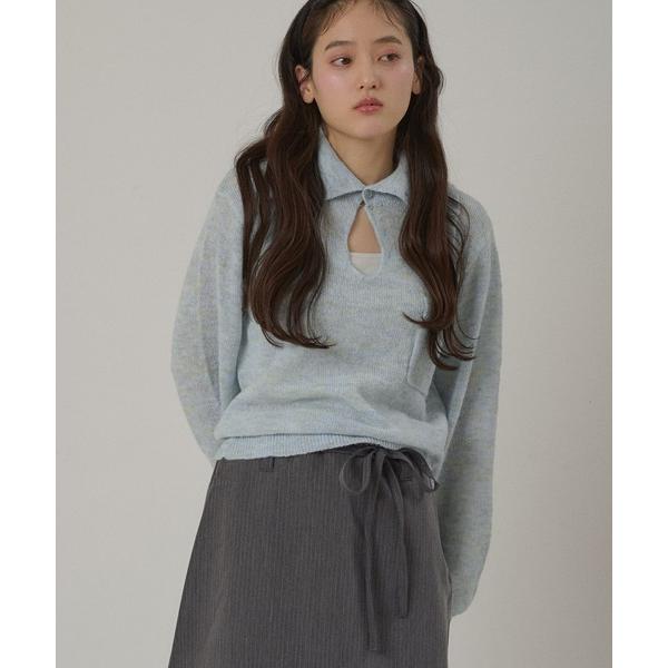 ZOZO問い合わせ番号:103901519ショップ:MUHET，ミュエータブランド:MUHET，ミュエータ商品名:collared button spring knit top / 襟ボタンニットカテゴリ:トップス>ニット/セーターブ...