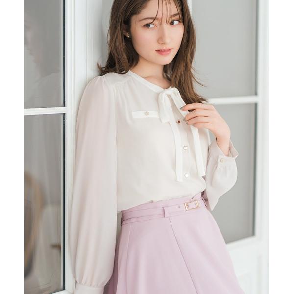 『セール実施中』ZOZO問い合わせ番号:103901788ショップ:MISCH MASCH，ミッシュ マッシュブランド:MISCH MASCH，ミッシュマッシュ商品名:2026春夏新作 配色リボン長袖ブラウスカテゴリ:トップス>シャツ...