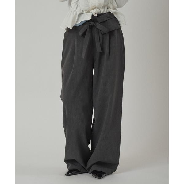 ZOZO問い合わせ番号:103901912ショップ:MUHET，ミュエータブランド:MUHET，ミュエータ商品名:stripe wide-leg trouser with belt / ベルト付きストライプスラックスパンツカテゴリ:パンツ&...