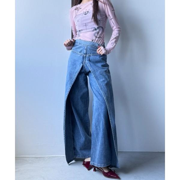 『タイムセール実施中』参考価格：8，910円発売時期：2024年08月コンディション：B（目立つ使用感なし）使用感が少ない、または気にならないアイテムすそ周り：汚れ全体的：色あせ参考商品名：【ダブル】フレアデニムパンツ参考品番：Y242GW...