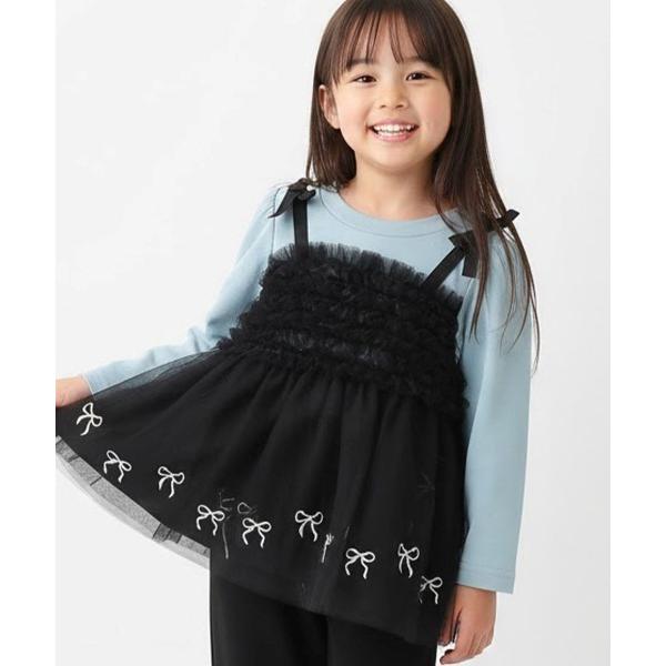 ZOZO問い合わせ番号:103937762ショップ:NARUMIYA ONLINE，ナルミヤ オンラインブランド:Pupil House，ピューピルハウス商品名:リボン刺しゅうチュールドッキングチュニックカテゴリ:トップス>Tシャツ/...