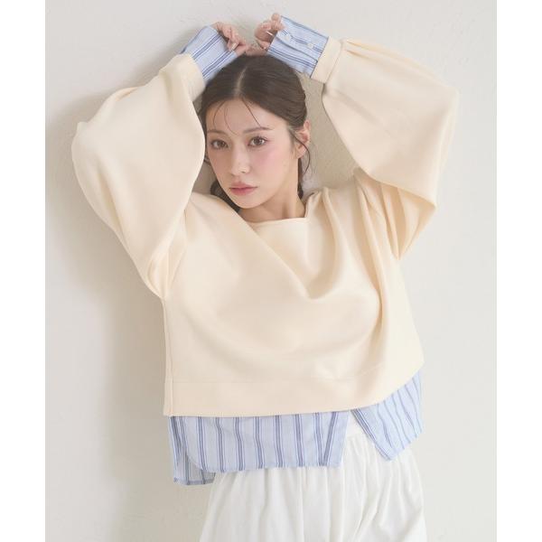 ZOZO問い合わせ番号:103938021ショップ:Ambre Neige，アンブルネージュブランド:Ambre Neige，アンブルネージュ商品名:punch fake layered tops / ポンチフェイクレイヤードトップスカテゴ...