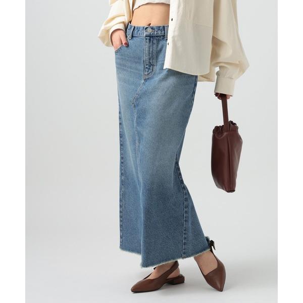 『タイムセール実施中』ZOZO問い合わせ番号:103938819ショップ:BAYFLOW，ベイフローブランド:BAYFLOW，ベイフロー商品名:[深めバックスリットで動きやすい]デニムナロースカートカテゴリ:スカート>デニムスカートブ...