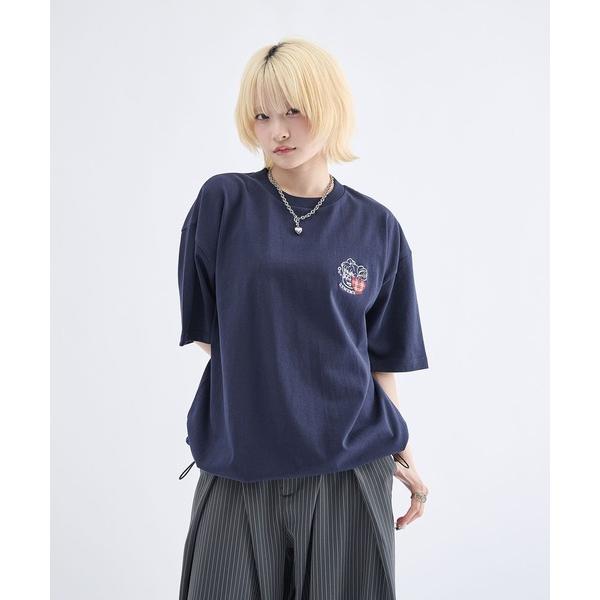 ZOZO問い合わせ番号:103939780ショップ:IF Div.，アイエフディビジョンブランド:Remember.，リメンバー商品名:ハートロゴ刺繍短丈ドローコードTシャツ / Heart Logo Embroidery Drawstri...