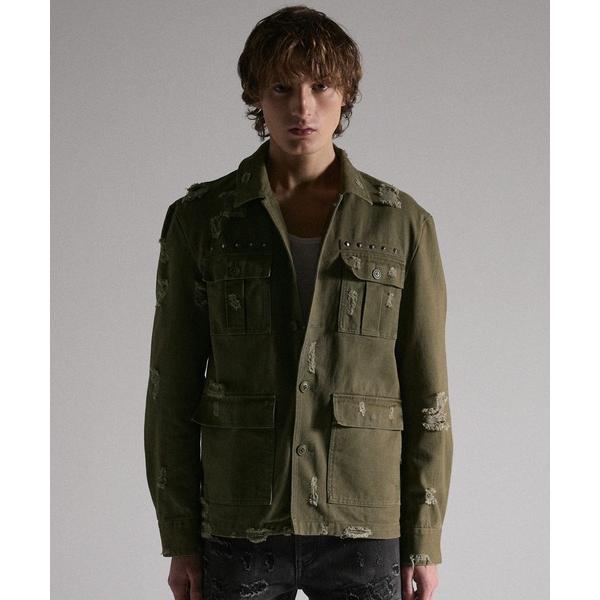 ZOZO問い合わせ番号:103940269ショップ:EMMA CLOTHES，エマ クローズブランド:GRANCY，グランシー商品名:【GRANCY】Damage Military Shirt / ダメージミリタリーシャツカテゴリ:トップス...