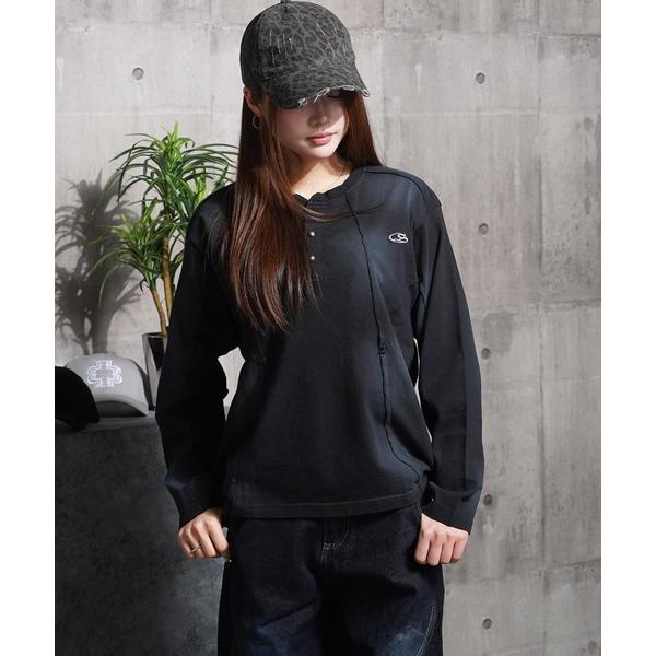 ZOZO問い合わせ番号:103940611ショップ:BIG CITY MARKET，ビッグシティマーケットブランド:1111clothing，ワンフォークロージング商品名:スプレー加工 ブロッキング ロングスリーブ Tシャツ / Spray...