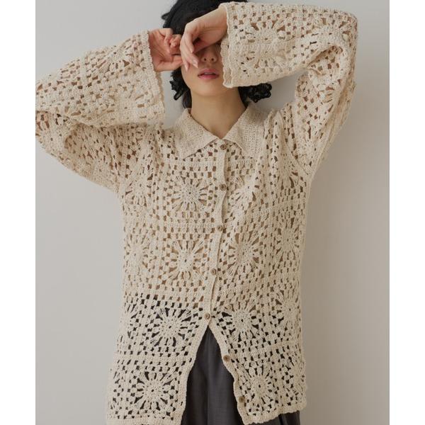 ZOZO問い合わせ番号:103940672ショップ:YARD PLUS/AUNT MARIE'S，ヤードプリュス/アントマリーズブランド:Libra Cue，リブラ キュー商品名:グラニースクエアニットブラウスカテゴリ:トップス>シャ...