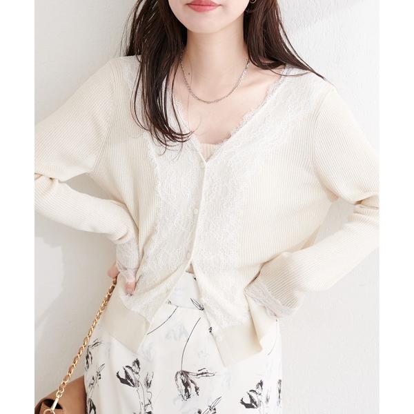 ZOZO問い合わせ番号:103940918ショップ:natural couture，ナチュラルクチュールブランド:natural couture，ナチュラルクチュール商品名:リバーレースVネックカーデカテゴリ:トップス>カーディガン/...