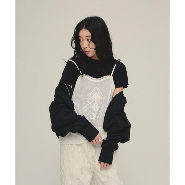 ZOZO問い合わせ番号:103942353ショップ:JEANASIS，ジーナシスブランド:eL，エル，JEANASIS，ジーナシス商品名:【eL】Mesh Lace Embroidery Cami/645575カテゴリ:トップス>キャ...