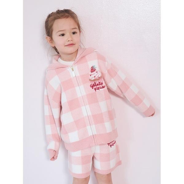 ZOZO問い合わせ番号:103978266ショップ:gelato pique，ジェラート　ピケブランド:gelato pique，ジェラートピケ商品名:【KIDS】エアリーモコギンガムチェック柄パーカカテゴリ:ルームウェア>ルームウェ...
