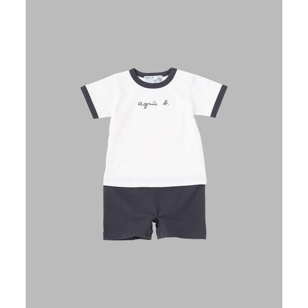 ※このアイテムは返品・交換対象外商品です。ZOZO問い合わせ番号:103979154ショップ:agnes b.，アニエスベーブランド:agnes b.，アニエスベー商品名:ベビー ロゴ 刺繍 コットン 半袖 コンビネゾンカテゴリ:ママ＆ベビ...
