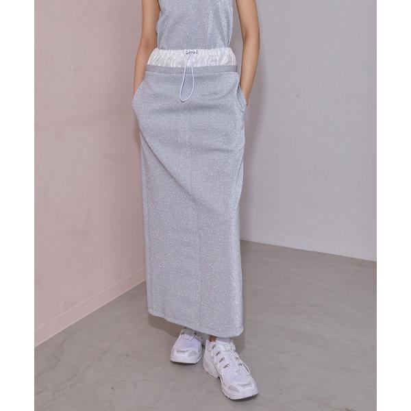 『セール実施中』参考価格：27，500円発売時期：2024年06月コンディション：A（使用感なし）数回使用した程度で使用感が感じられないアイテム参考商品名：GLITTER JERSEY LAYERED  NARROW SKIRT / グリッ...