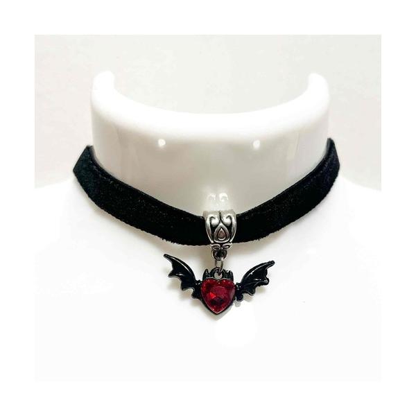 ZOZO問い合わせ番号:104050532ショップ:TONE，トーンブランド:tone，トーン商品名:【88eighty-eight】パンクゴシックレッドハートコウモリチョーカーネックレス【import】(MA)カテゴリ:アクセサリー&gt...