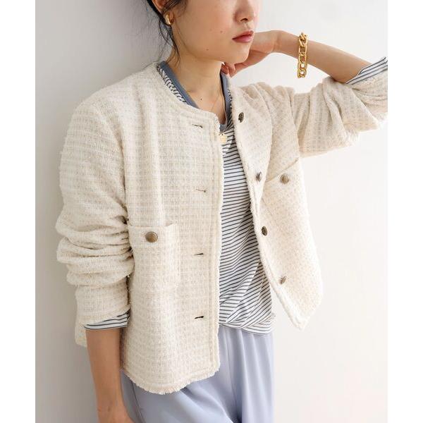 『タイムセール実施中』ZOZO問い合わせ番号:104050821ショップ:le.coeur blanc，ルクールブランブランド:le.coeur blanc，ルクールブラン商品名:ツィードノーカラージャケットカテゴリ:ジャケット/アウター&...