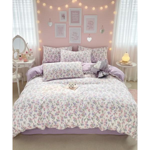 『タイムセール実施中』ZOZO問い合わせ番号:104051012ショップ:VIBGYOR，ヴィブジョーブランド:VIBGYOR，ヴィブジョー商品名:LESRIRE/フラワーデザイン寝具4点セット・シングル ベッドカバー シーツ 枕カバー L...