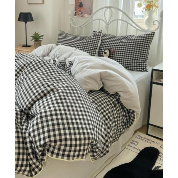 『タイムセール実施中』ZOZO問い合わせ番号:104051042ショップ:VIBGYOR，ヴィブジョーブランド:VIBGYOR，ヴィブジョー商品名:LESRIRE/チェックデザイン寝具4点セット・シングル ベッドカバー シーツ 枕カバー L...