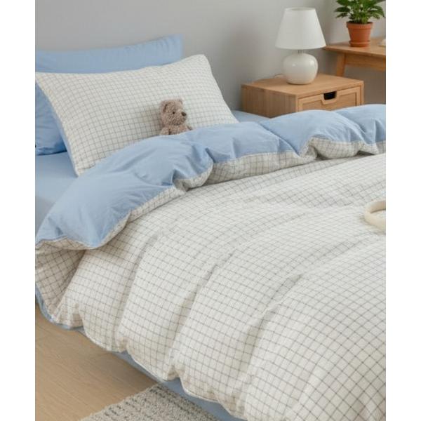 『タイムセール実施中』ZOZO問い合わせ番号:104051066ショップ:VIBGYOR，ヴィブジョーブランド:VIBGYOR，ヴィブジョー商品名:LESRIRE/チェックデザイン寝具4点セット・シングル ベッドカバー シーツ 枕カバー L...