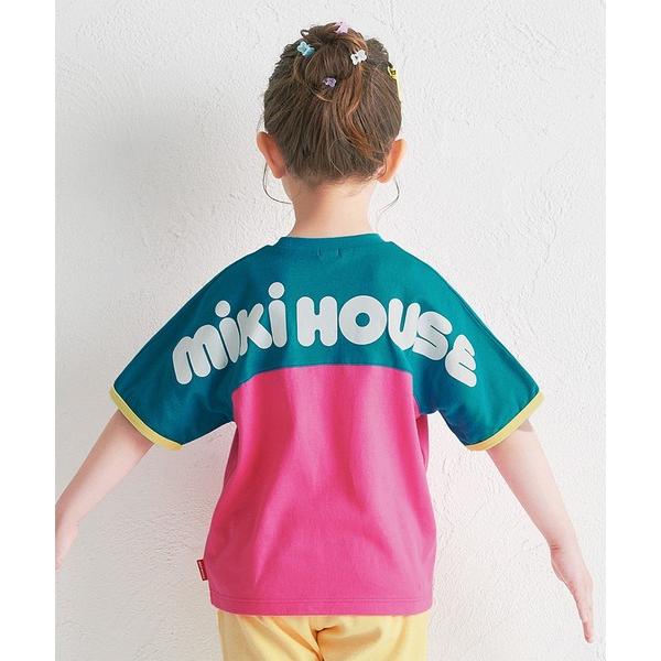 ZOZO問い合わせ番号:104051331ショップ:MIKI HOUSE，ミキハウスブランド:MIKI HOUSE，ミキハウス商品名:【WEB限定】バイカラー バックロゴ半袖Ｔシャツカテゴリ:トップス>Tシャツ/カットソーブランド品番...