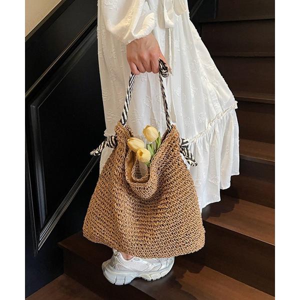 ZOZO問い合わせ番号:104052359ショップ:chuclla，チュクラブランド:c.u.l，シーユーエル商品名:ストライプ ナチュラル ストロー ショルダートートバッグ cula1441カテゴリ:バッグ>ショルダーバッグブランド...