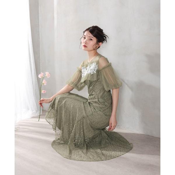 ZOZO問い合わせ番号:104053414ショップ:Kana，カナブランド:Kana，カナ商品名:モチーフレース チュールバルーンスリーブ マーメイドライン ドレス パーティー 結婚式 お呼ばれ オケージョンカテゴリ:ワンピース/ドレス&g...