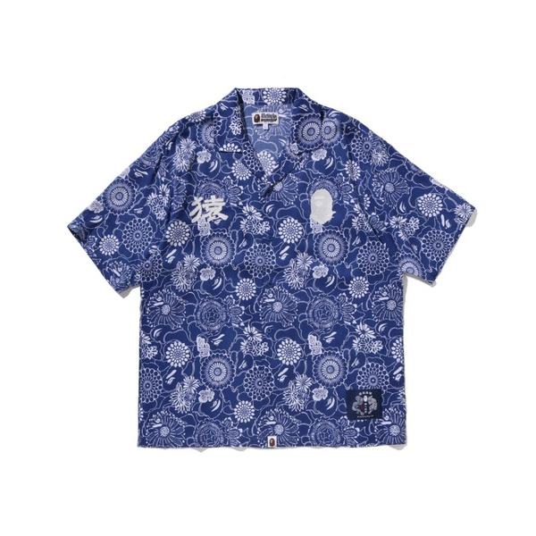 ZOZO問い合わせ番号:104053475ショップ:A BATHING APE，ア ベイシング エイプブランド:A BATHING APE，アベイシングエイプ商品名:JAPANESE INDIGO ART CAMO OPEN COLLAR ...