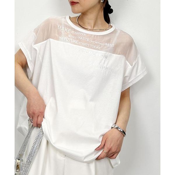 ZOZO問い合わせ番号:104053681ショップ:PICCIN，ピッチンブランド:LUGIVA，ルギヴァ，PICCIN，ピッチン商品名:オーガンジー切り替えエンブロイダリーTシャツカテゴリ:トップス>Tシャツ/カットソーブランド品番...