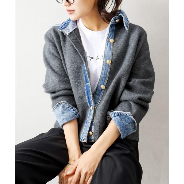 『セール実施中』参考価格：4，290円発売時期：2025年09月コンディション：A（使用感なし）数回使用した程度で使用感が感じられないアイテム参考商品名：【デニムMIXでこなれ感】デニム切替フェイクレイヤードニットカーディガン参考品番：02...