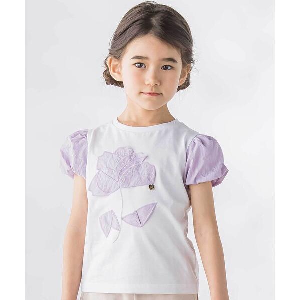 『タイムセール実施中』ZOZO問い合わせ番号:104089841ショップ:BEBE ONLINE STORE，ベベ オンラインストアブランド:BeBe Petits Pois Vert，ベベプチポワヴェール商品名:お花パッチワーク半袖Tシャ...