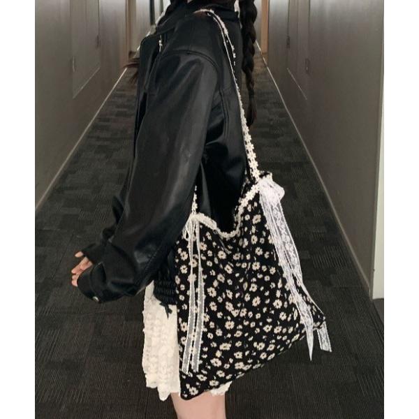 ZOZO問い合わせ番号:104090439ショップ:mebole，メボレブランド:mebole，メボレ商品名:lace ribbon＆flower tote bagカテゴリ:バッグ>トートバッグブランド品番:MB-26-1-5028素...